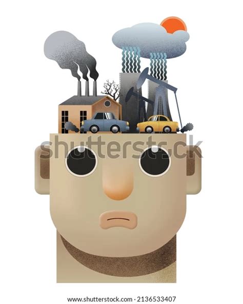Man Thinking Air Water Land Pollution Stock Illustration 2136533407