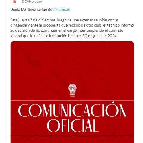 El fuerte comunicado de Huracán con el que confirmó la salida de Diego Martínez con un dardo a