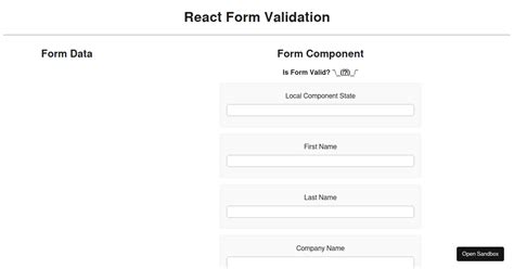React Form Validation Codesandbox