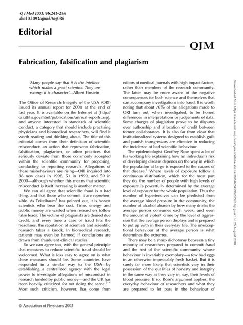 Fabrication Falsification And Plagiarism Pdf Plagiarism Fraud