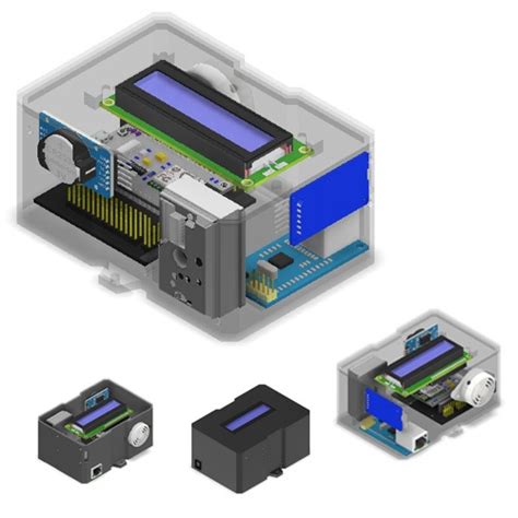 Dust Case Dust Sensor Gp2y1010au0f Nodemcu Baseboard Esp8266 Lcd 1602 I2c Buzer Microsd Rtc