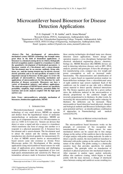 Pdf Microcantilever Based Biosensor For Disease Detection Applications