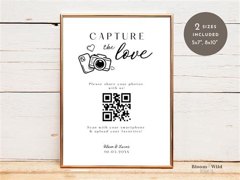 Modern Capture The Love Template Qr Code To Share Wedding Photos