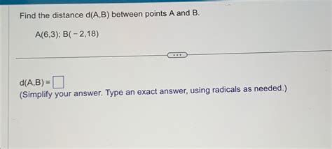 Solved Find The Distance D A B Between Points A And Chegg