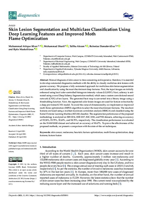 pdf skin lesion segmentation and multiclass classification using deep