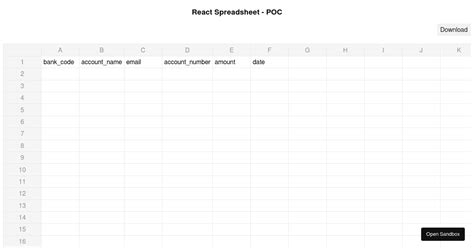 React Spreadsheet Codesandbox