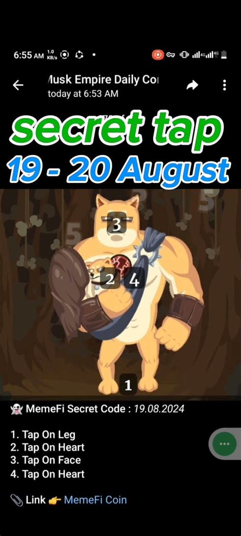 Memefi Secret Reward Combo Today Memfi Secret Tap Combo Today 19 August Memfi Secret Tap