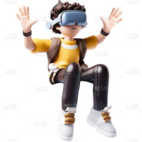 通用卡通3d男孩vr眼镜科技人物贴纸