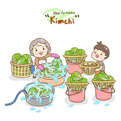 Set Cartoon Washing Vegetable Character Stock Illustration