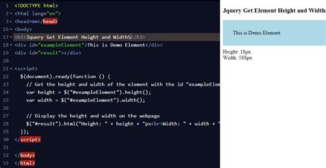 Jquery Get Element Height And Width