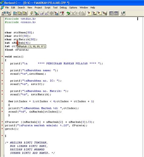 Bismillah Examples Of Output And Coding C