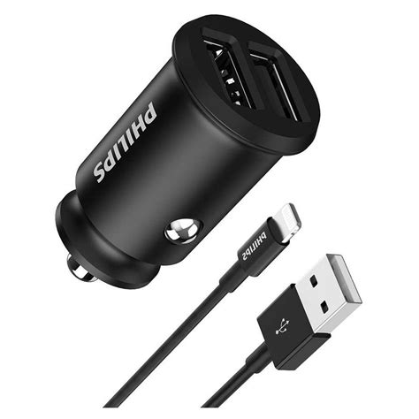 Philips Dual Usb A Port Mobile Phone Car Travel Charger W Mfi Cable Big W