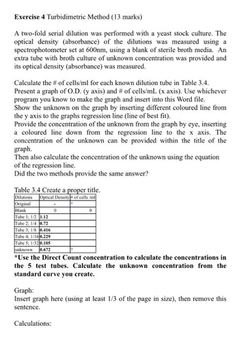Exercise 4 Turbidimetric Method 13 Marks A Two Fold