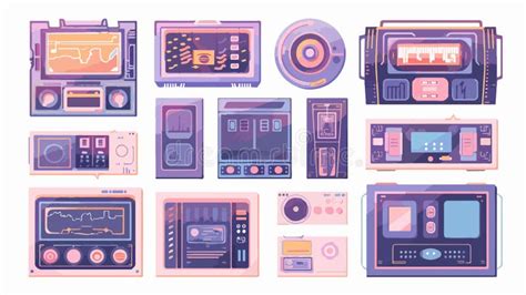 retro user interface elements in vaporwave aesthetic stock vector