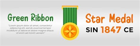 그린 리본 스타 메달 프리미엄 벡터