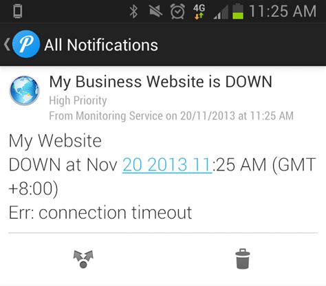 Push Notification On Outages Freesitestatus