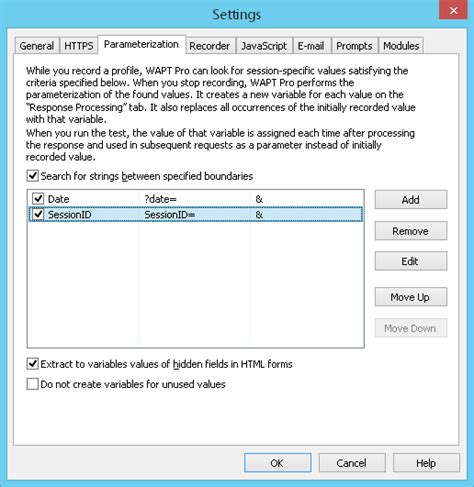 Parameterization Settings