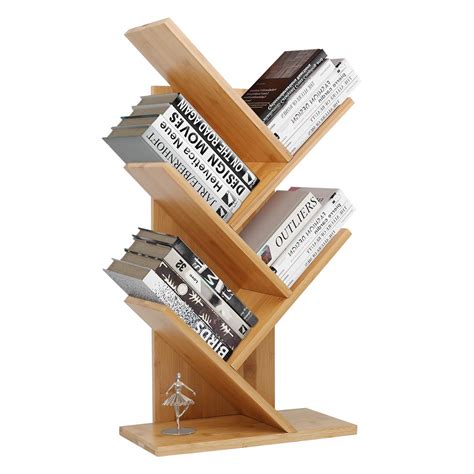 Buy Bookshelf Bamboo Tree Bookshelf Book Rack Display Storage Organizer Bookcase Shelving Free