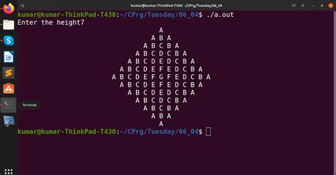 Print Diamond Of Alphabets Pattern Using C