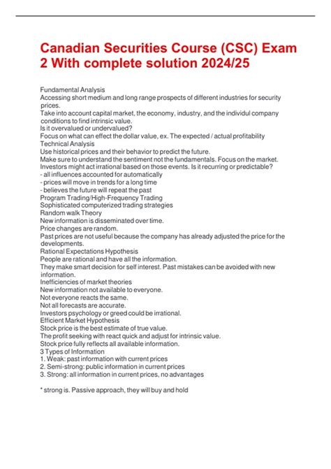 Canadian Securities Course Csc Exam 2 With Complete Solution 202425
