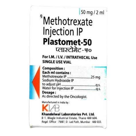 Methotrexate Injection Liquid Formulation With Fermentation Quality Indicator 12 24 Months