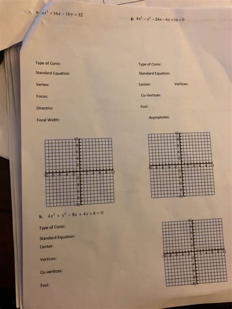 Solved 16 Write The Standard Equation For Each Conic