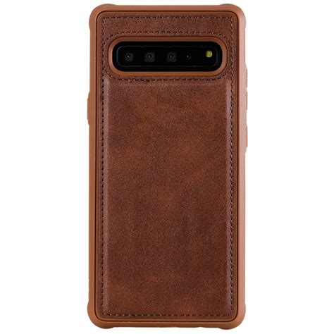 갤럭시 S10 5g 다기능 분리형 마그네틱 수평 플립 가죽 케이스 카드 슬롯 및 홀더 및 지갑 및 사진 프레임 커피