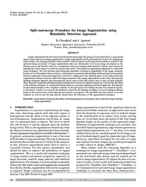 Pdf Split And Merge Procedure For Image Segmentation Using Bimodality Detection Approach