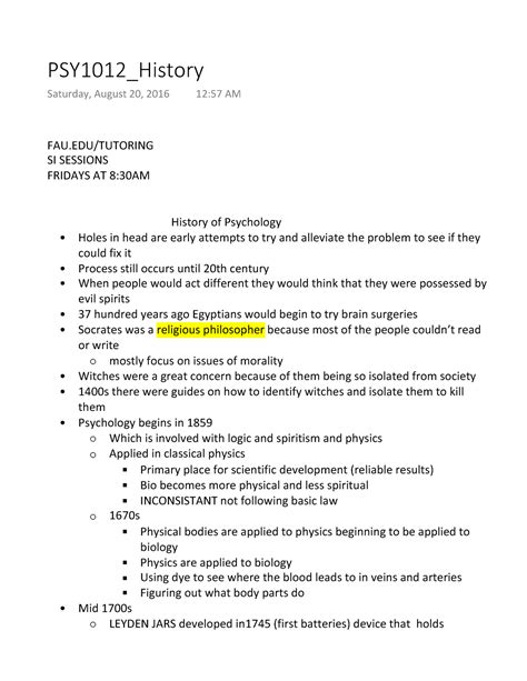Psy1012 History Lecture Notes 1 Warning Tt Undefined Function 32