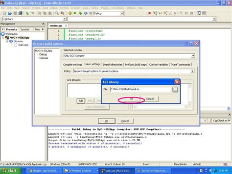 Cpp Mysql Database Connectivity Using Code Blocks With Sample Project Cpp Mysql Database