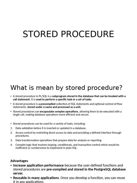 Stored Procedure And Cursor Pdf Plsql Parameter Computer