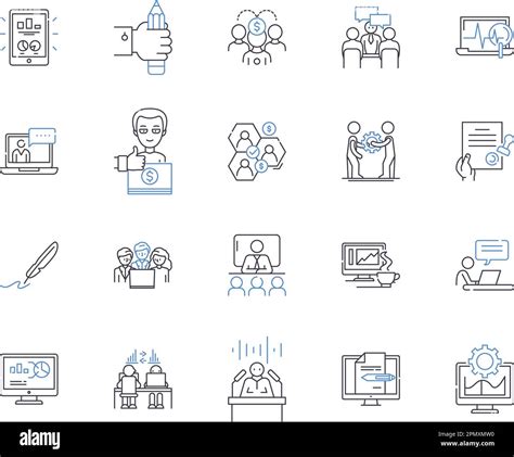 Working Team Outline Icons Collection Collaborative Unit Cooperative