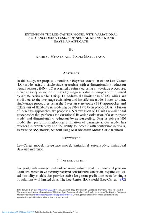 Pdf Extending The Leecarter Model With Variational Autoencoder A Fusion Of Neural Network