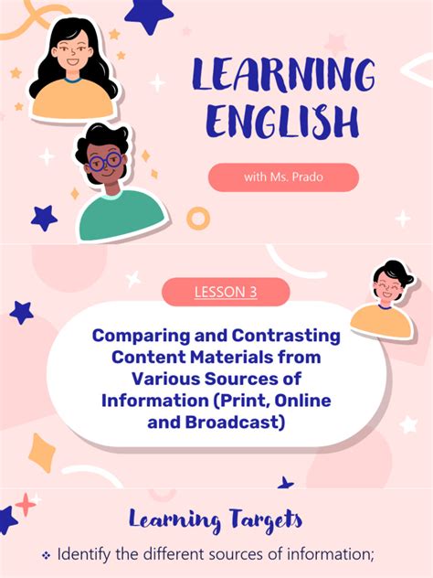 Lesson 3 Comparing And Contrasting Content Materials From Various