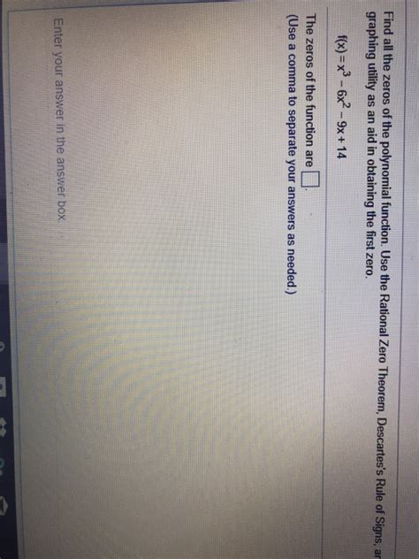 Solved Find All The Zeros Of The Polynomial Function Use Chegg
