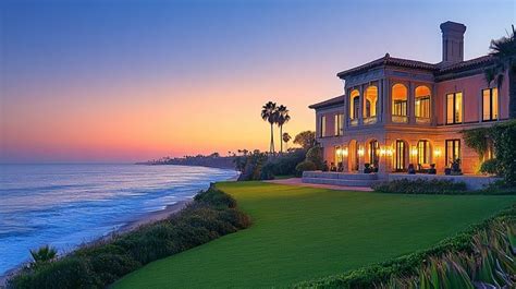 Free Sunset Coastal Mansion Image Sunset Mansion Luxury Download