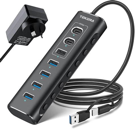 7 Port Usb 3 2 Hub Tekera Usb C Hub 10gbps Splitter With Usb A 3 2 2 Usb C 3 2 4 Usb 3 0 Ports