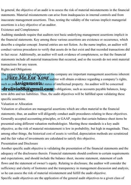 In General The Objective Of An Audit Is To Assess The Risk Of Materpdf