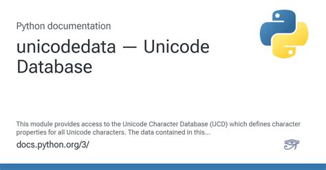 Unicodedata — Unicode Database — Python 3135 Documentation