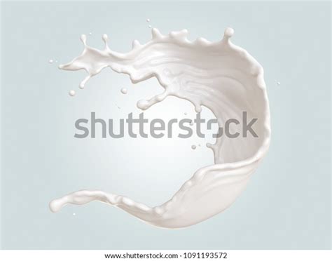 흰색 우유 스플래시 클리핑 패스가 있는 스톡 일러스트 1091193572 Shutterstock