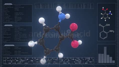 Overview Of The Molecule Of Anthranilic Acid On The Computer Screen 3d Rendering Stock