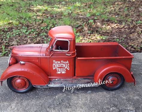 Personalized Red Truck Rustic Red Metal Truck Farmhouse Decor Red