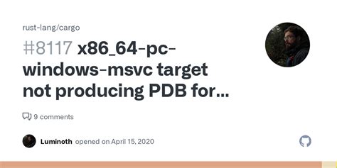 x86 64 pc windows msvc target not producing pdb for large project