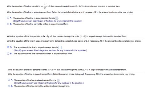 Solved Write The Equation Of The Line Parallel To Y 1 27 X