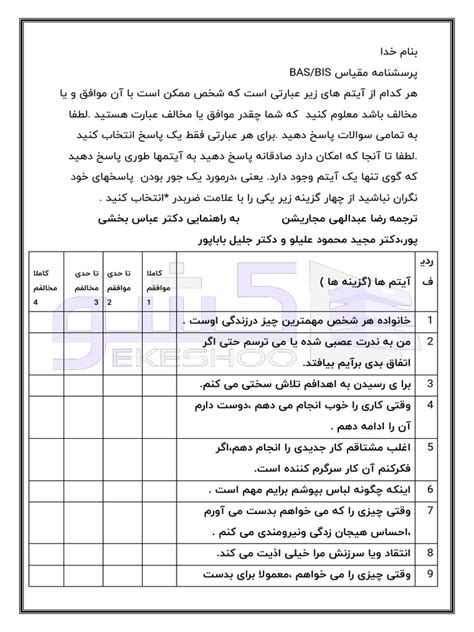 پرسشنامه سیستم‌های رفتاری Pdf
