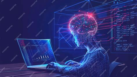 Concept Of Digital Technology And Data Science A Computer Engineer Programming On A Laptop