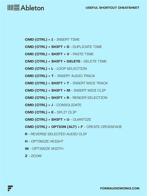 Useful Ableton Shortcuts Form Audioworks