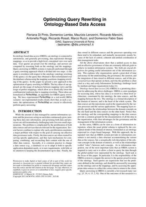 Pdf Optimizing Query Rewriting In Ontology Based Data Access