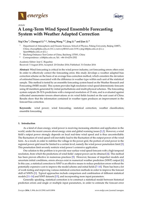 Pdf A Long Term Wind Speed Ensemble Forecasting System With Weather