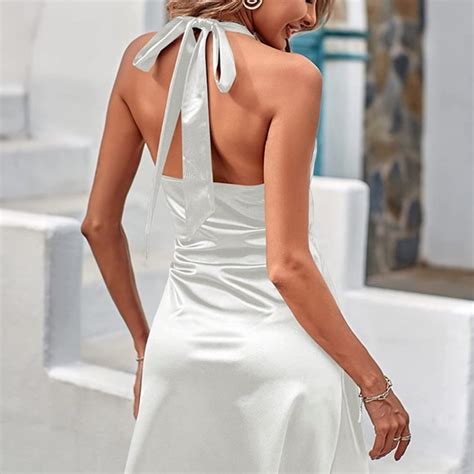 Zaful Dresses Zaful Halterneck Satin Mini Dress Cowl Neck Poshmark